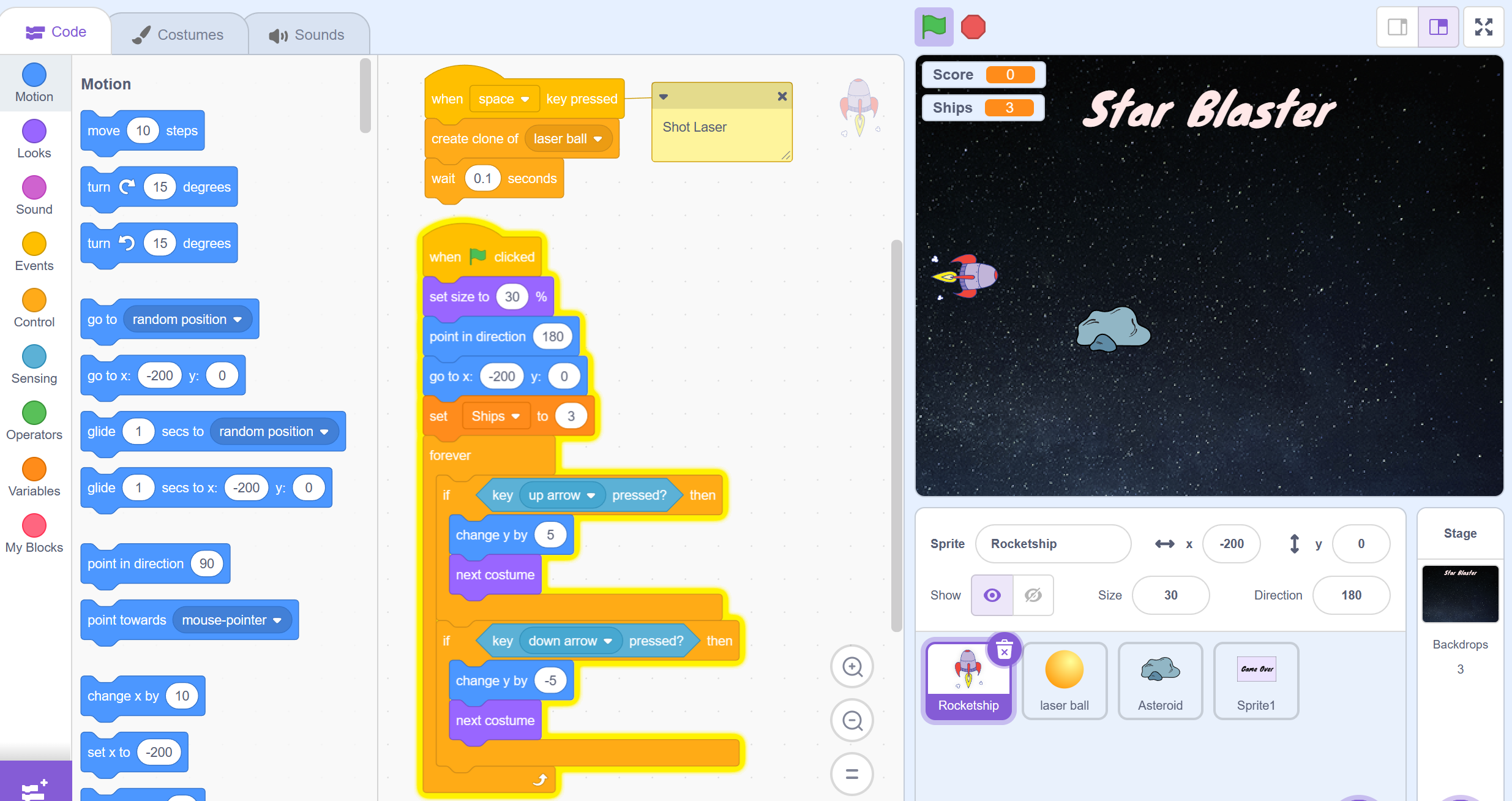 star_blaster_code – Kids Coding Courses | Coding Lab Japan
